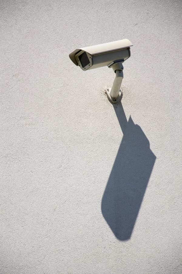 White Security Cameras on Wall Stock Photo - Image of intelligent ...