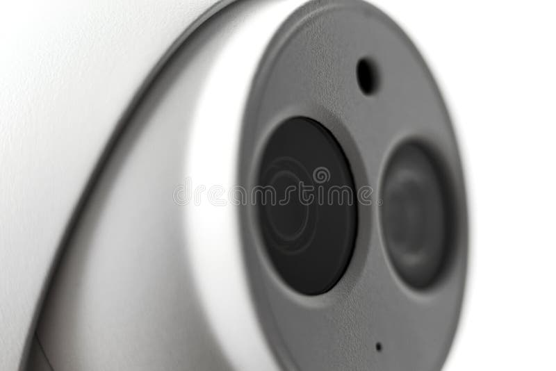 White Security Cctv Dome Type Camera Close-up. Lens and Ir Stock Photo ...