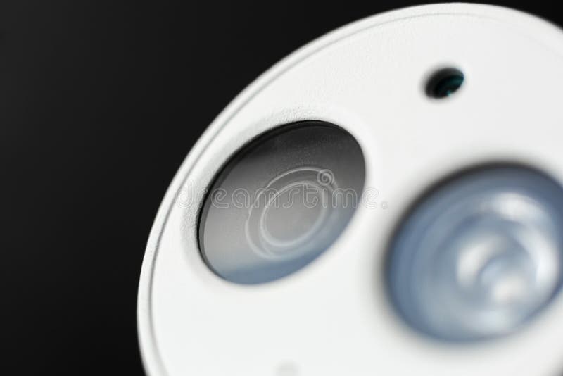White Security Cctv Dome Type Camera Close-up. Lens and Ir Stock Image ...