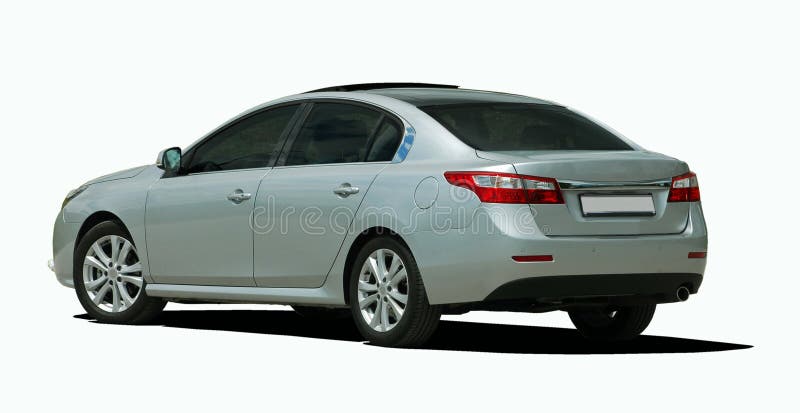 White sedan rear view stock image. Image of plate, glass - 31418203