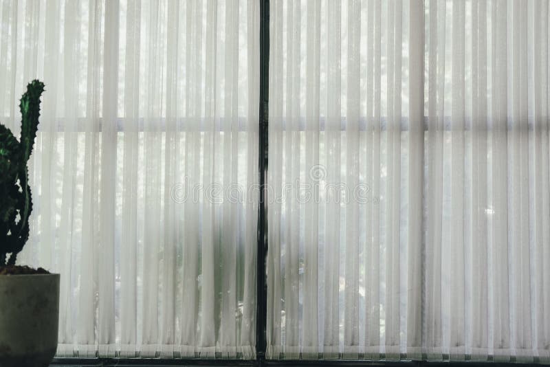 White Transparent Fabric See through Sheer Window Curtain Stock Photo ...