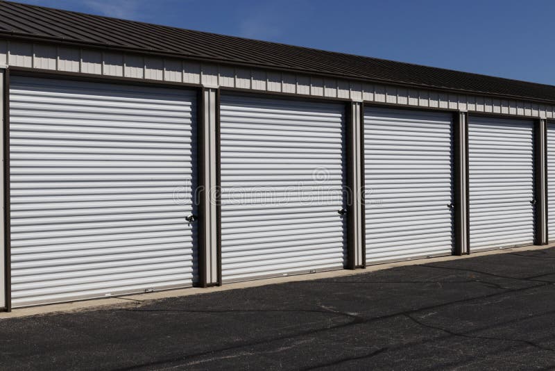 Self Storage and Mini Storage Garage Units Stock Photo - Image of ...