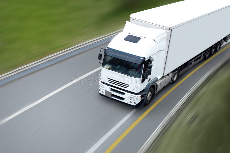 Two White Semi Trucks on Road Stock Photo - Image of book, driving ...