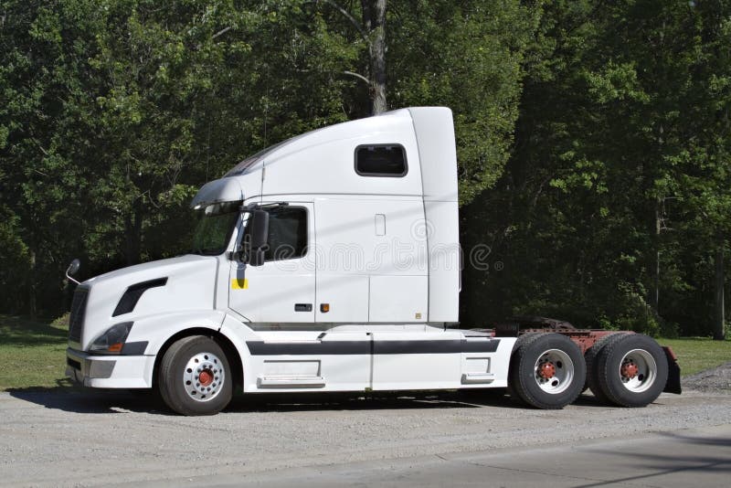 White Semi Truck Trailer On Green Hill High Way Stock Image - Image of ...