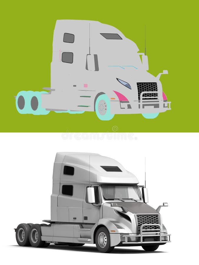 White Semi Truck with Black Inserts with Carrying Capacity of Up To ...