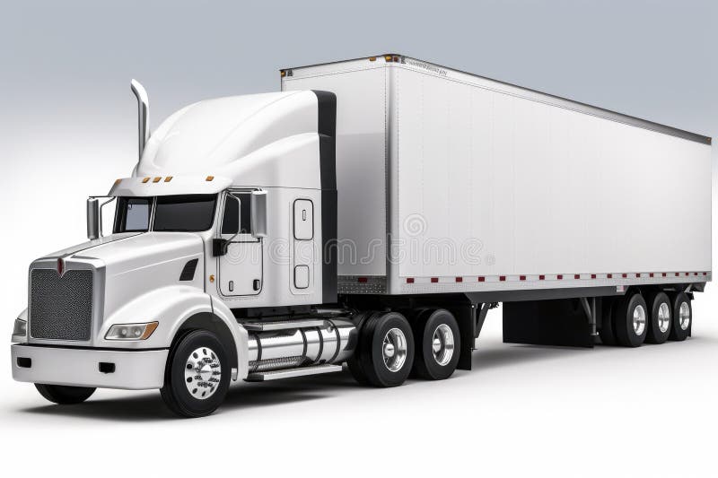 White Semi Truck with a Blank Trailer for Customization Stock ...