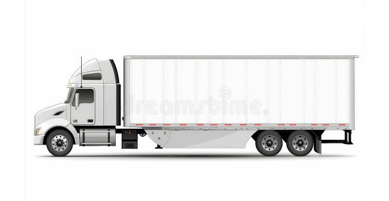 White Semi Truck Side View stock image. Image of trailer - 311987183