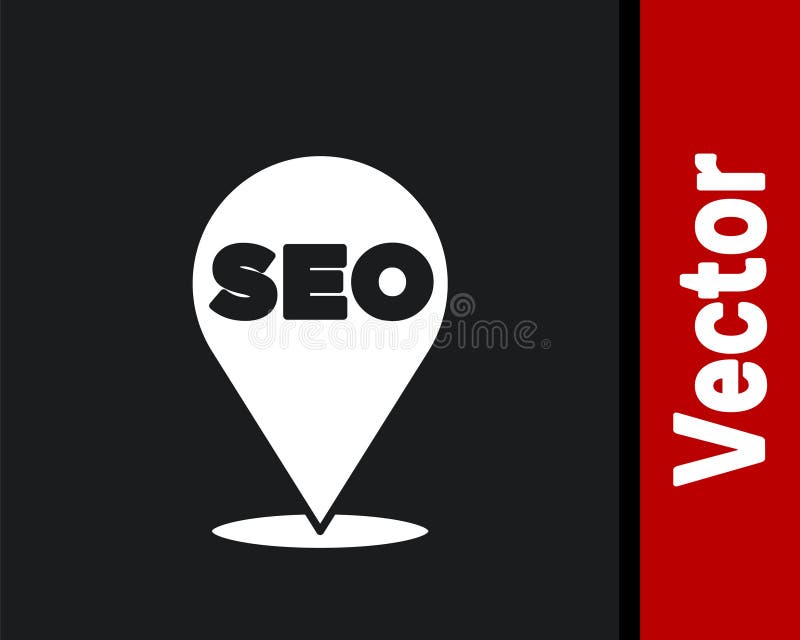 White SEO Optimization Icon Isolated on Black Background. Vector Stock ...