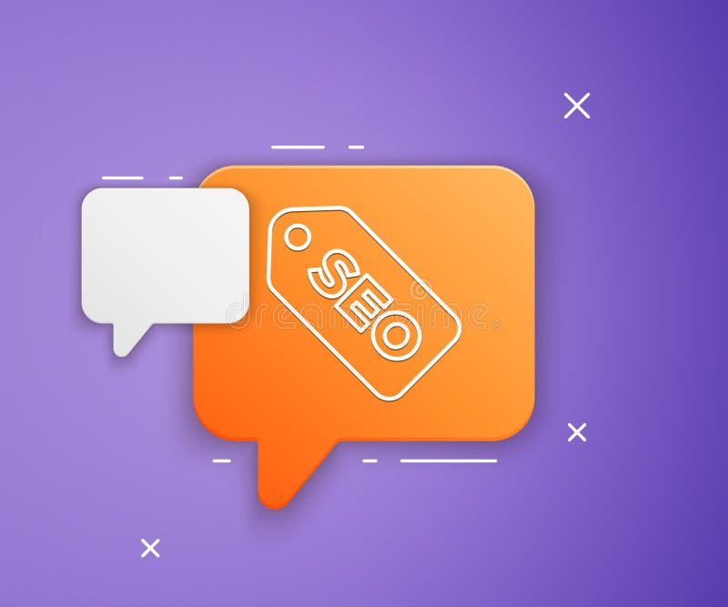 White SEO Optimization Icon Isolated on Purple Background. Orange ...