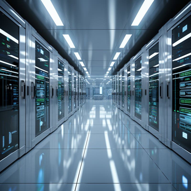 White Server Center Room with Computer Systems 3D Stock Illustration ...