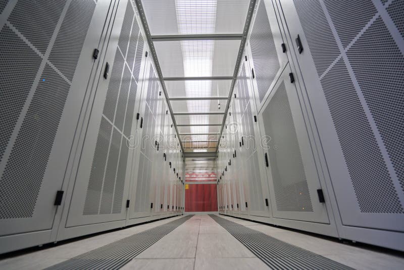 White Server Room Network Communications Server Cluster in a Server ...