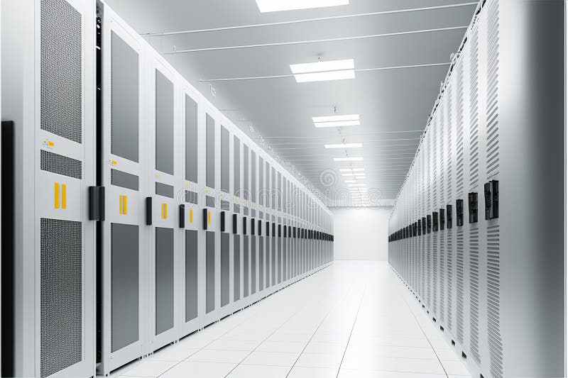 White Server Room. Generative Ai Stock Illustration - Illustration of ...