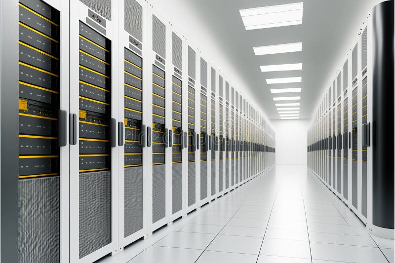 White Server Room. Generative Ai Stock Illustration - Illustration of ...