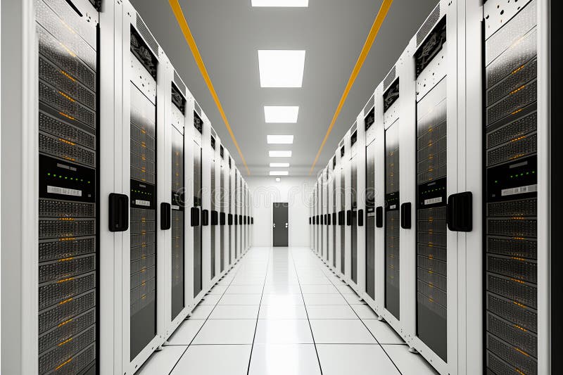 Ethernet Cable on Network Switches and Server. Generative Ai Stock ...