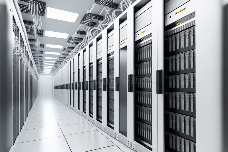 White Server Room. Generative Ai Stock Illustration - Illustration of ...