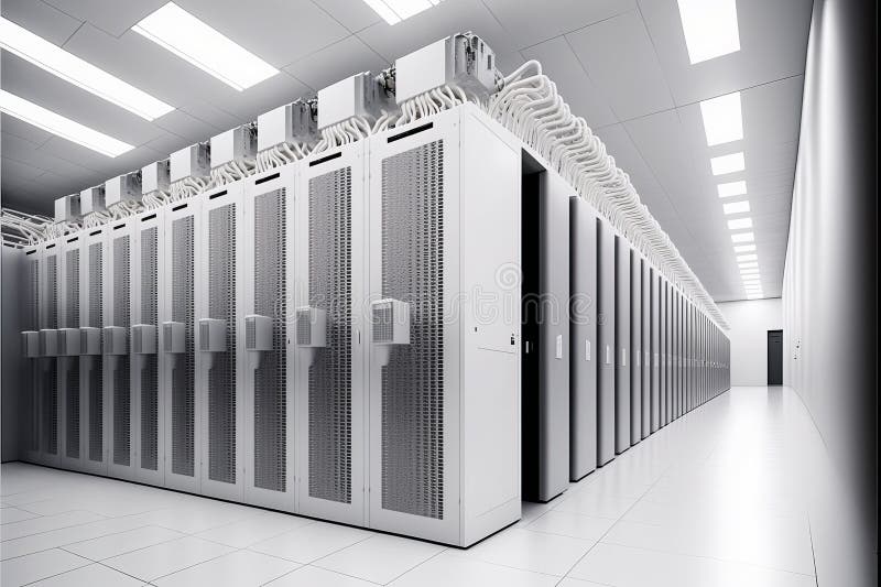 White Server Room. Generative Ai Stock Illustration - Illustration of ...