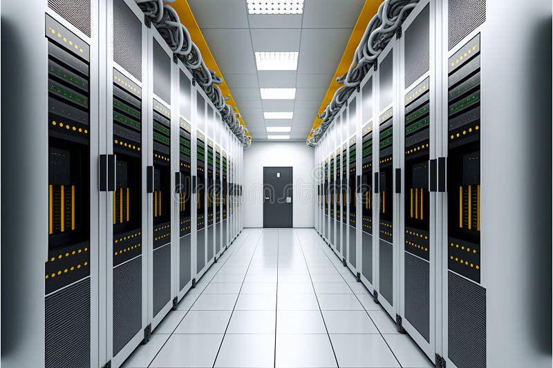 White Server Room. Generative Ai Stock Illustration - Illustration of ...