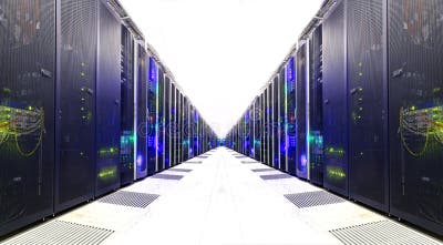 White Server Room Network Communications Server Cluster in a Server ...