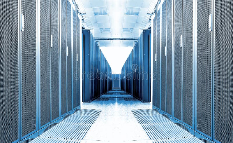 White Server Room Network/communications Server Cluster in a Server ...