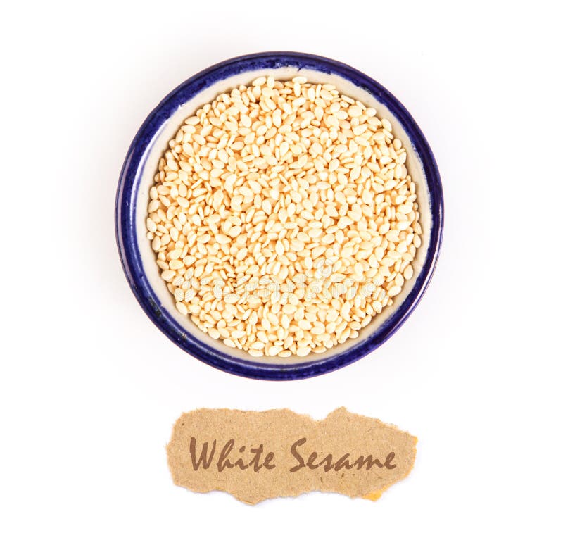 White Sesame in a Cup ,Overhead View Stock Image - Image of macro ...