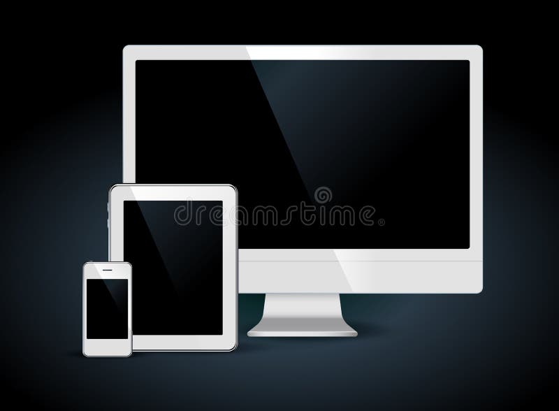 Computer, Laptop, Mobile Phone and Digital Tablet Pc Stock Illustration ...