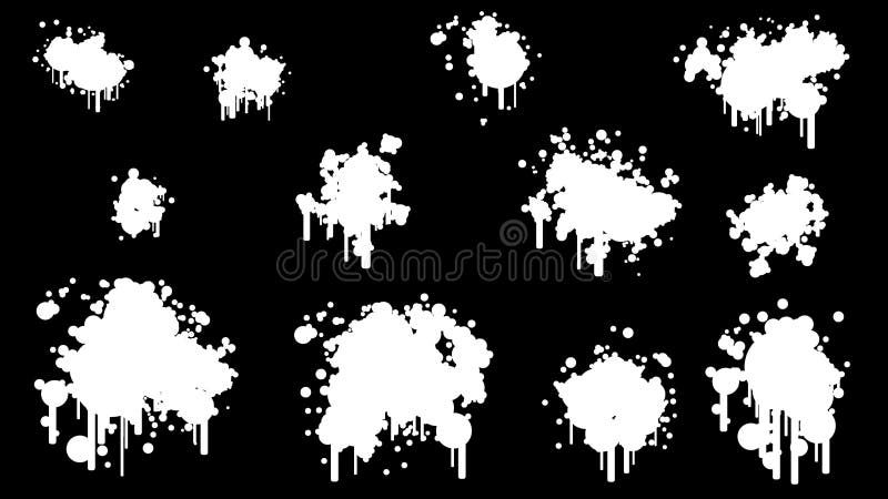 White Set Spray Collection Different Paint Splatter and Blob Splash ...
