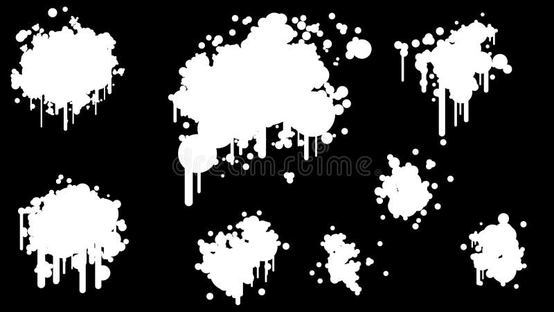 White Set Spray Collection Different Paint Splatter and Blob Splash ...
