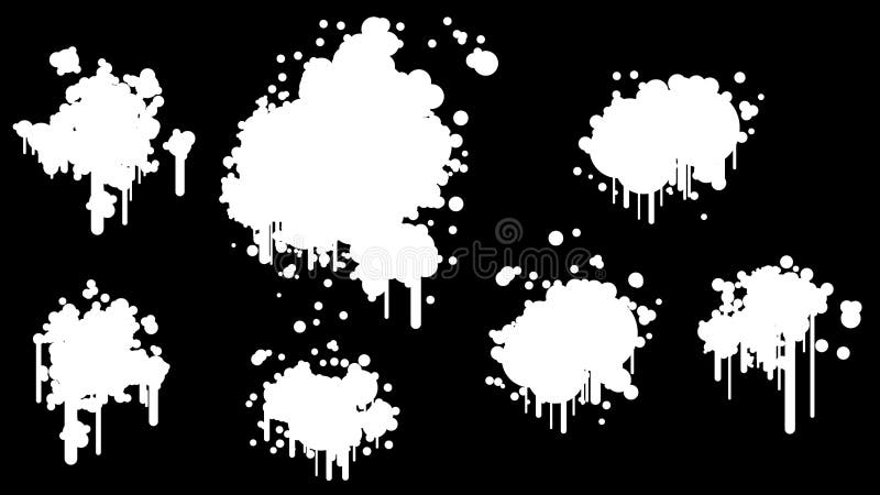 White Set Spray Collection Different Paint Splatter and Blob Splash ...