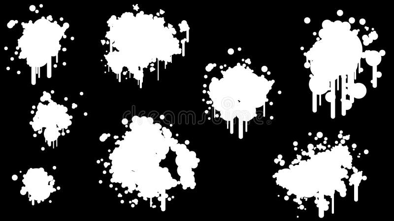 White Set Spray Collection Different Paint Splatter and Blob Splash ...