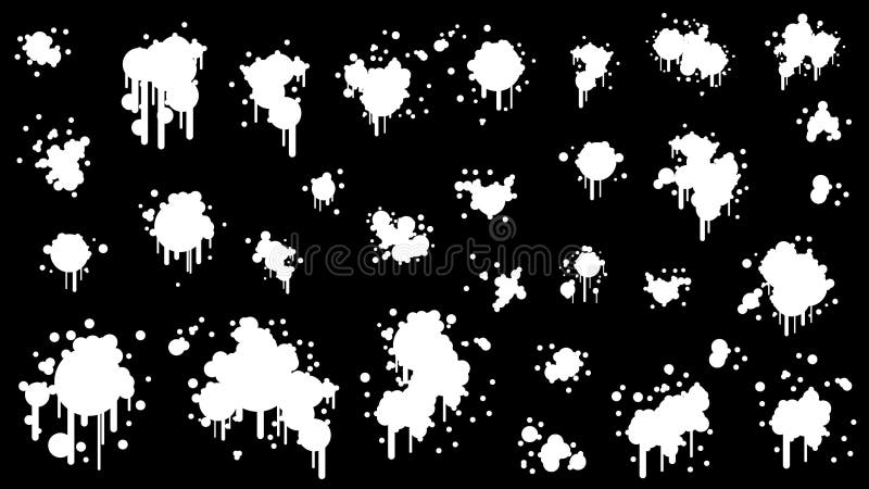 White Set Spray Collection Different Paint Splatter and Blob Splash ...
