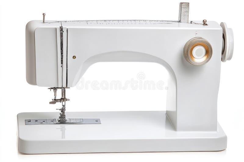 A White Sewing Machine Sits on a Table, Ready for Use Stock Image ...