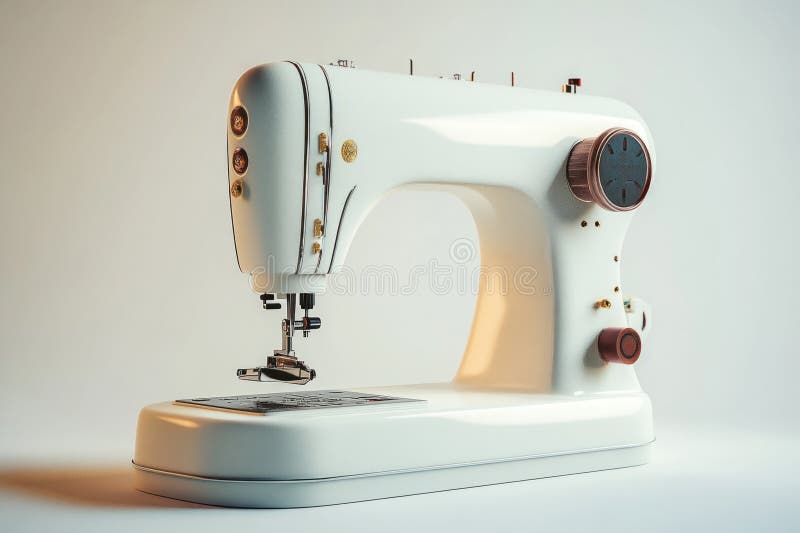 White Sewing Machine Standing on a White Table in a Brightly Lit Room ...