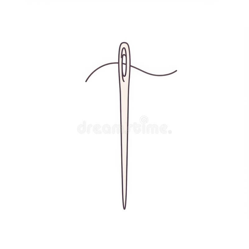 White Sewing Needle and Thread Illustration Stock Illustration ...