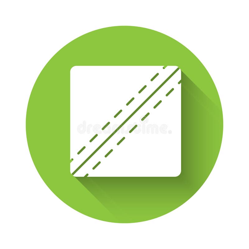 White Sewing Pattern Icon Isolated with Long Shadow. Markings for ...