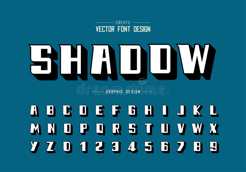 Shadow Font and Alphabet Vector, Letter Style Typeface and Number ...