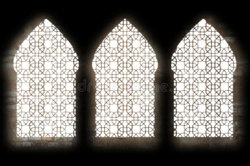 White Shadow on Three Arched Abstract Pattern Mosque Windows on the ...