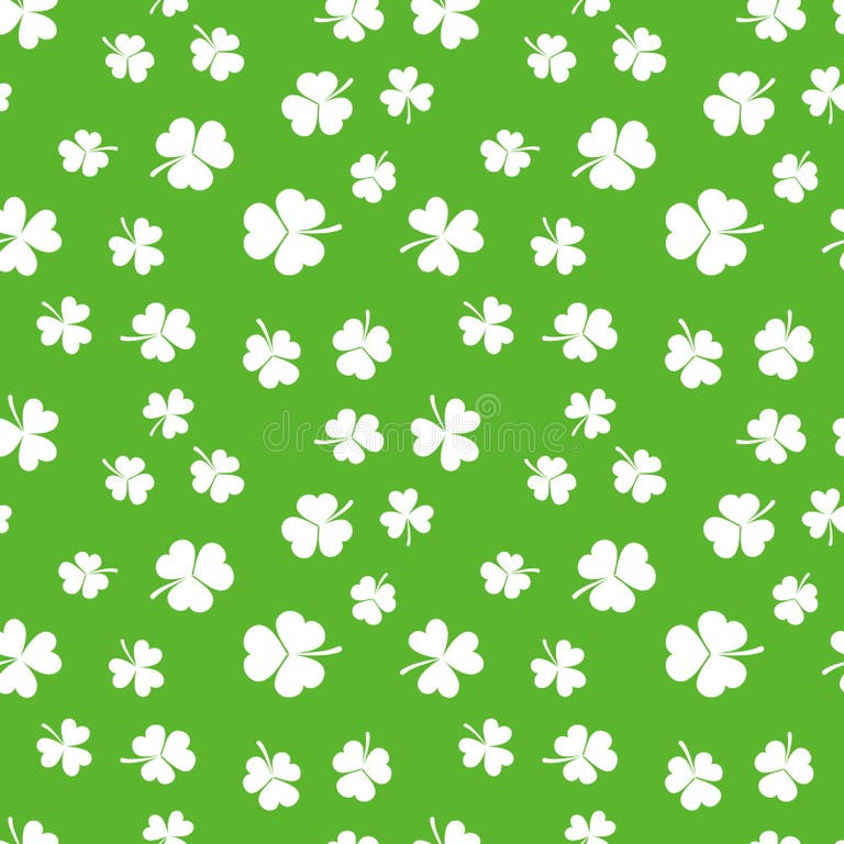 White Shamrocks Vector Seamless Pattern Stock Vector - Illustration of ...