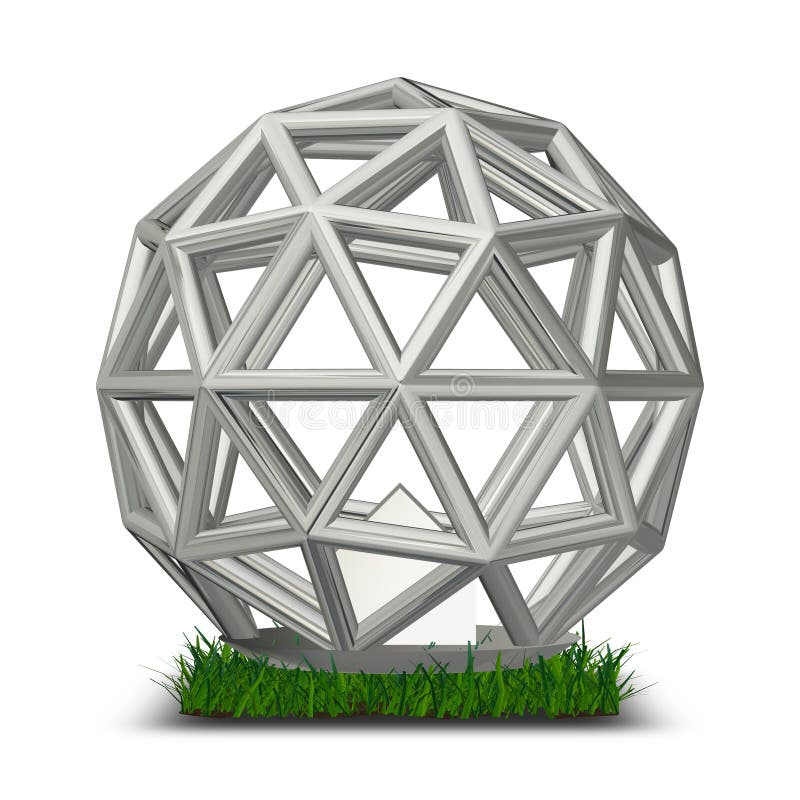 White Shape on the Grass, Background, 3D Render, Unique Design ...