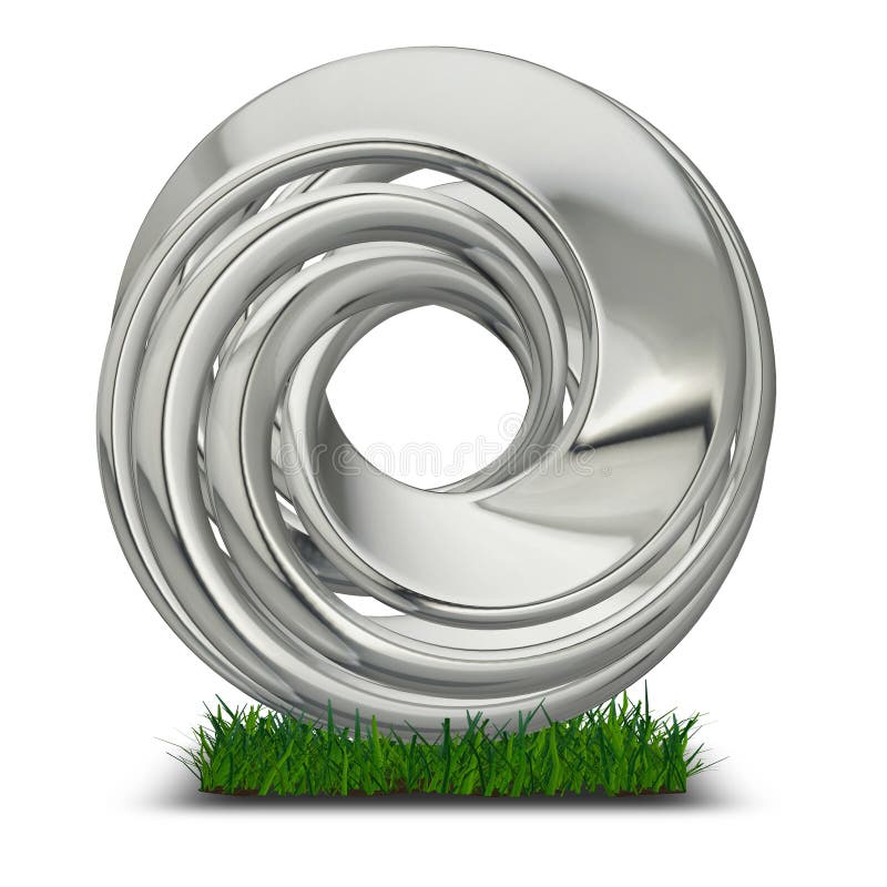 White Shape on the Grass, Background, Unique Design, 3D Render ...