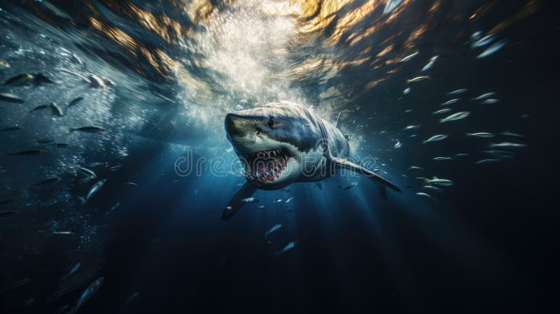 A White Shark Moving Fast Forward Stock Illustration - Illustration of ...