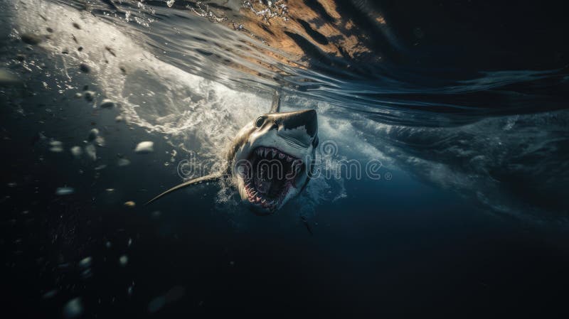 A White Shark Moving Fast Forward Stock Illustration - Illustration of ...