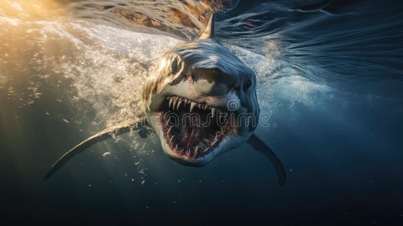 A White Shark Moving Fast Forward Stock Illustration - Illustration of ...