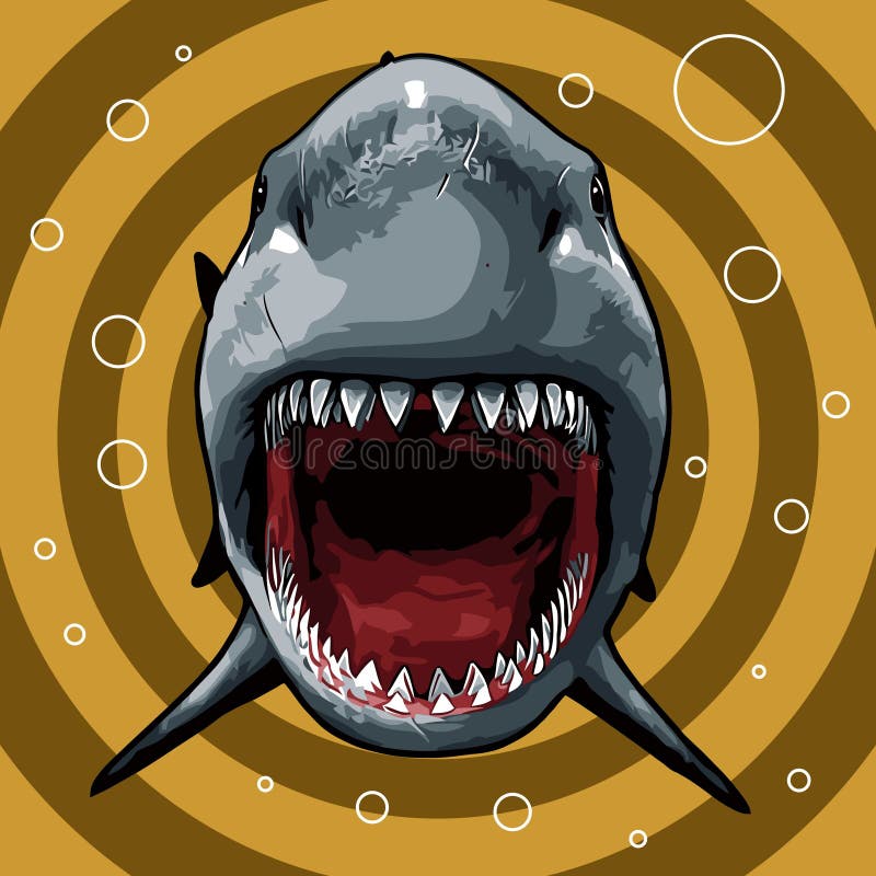 White Shark with Open Mouth Stock Vector - Illustration of clothing ...