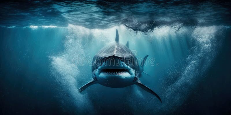 A White Shark in Front stock illustration. Illustration of shark ...