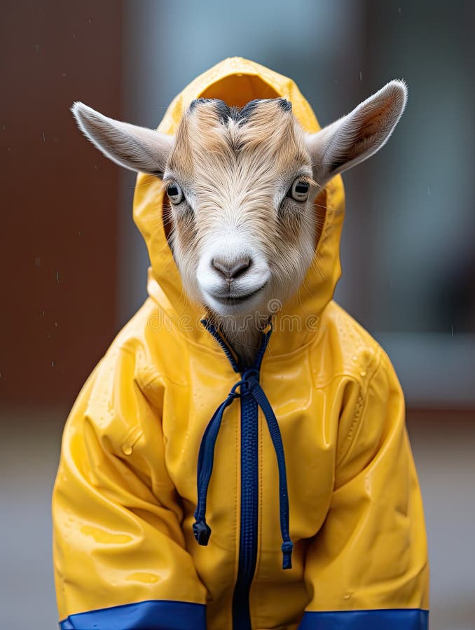 A White Coat in a Red Winter Jacket on a Dark Green Background ...