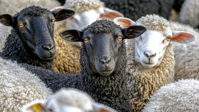 Among White Sheep, There is a Black Sheep, Symbolizing Social Isolation ...