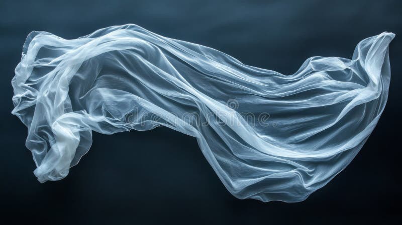 White Sheer Fabric Draped Against Dark Background Stock Illustration ...