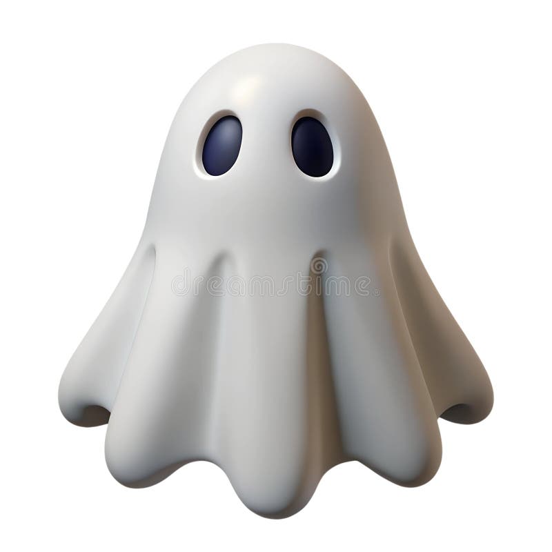 White Sheet Ghost Isolated on a White Background. 3D Plastic Icon Stock ...