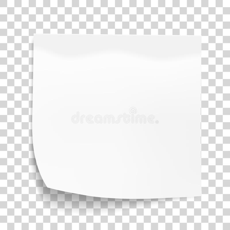 White Sheet of Note Paper Isolated on Transparent Background. Sticky ...