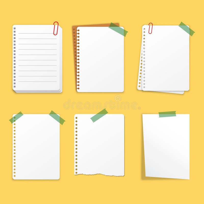 White Sheet of Paper in Flat Style. Empty Paper Note Vector ...